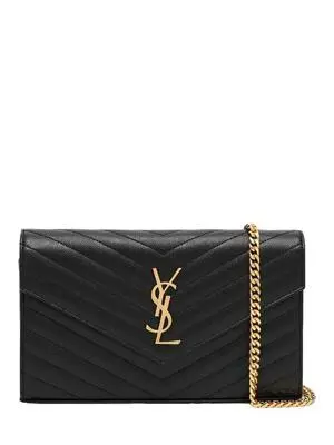 Saint Laurent Cassandre Chain Clutch Bag - Black