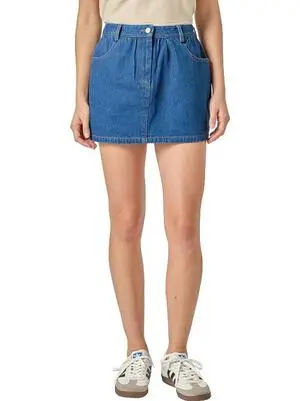 English Factory Shirred Denim Skort - Dark Denim