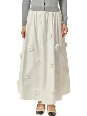 English Factory 3d Flower Maxi Skirt - White