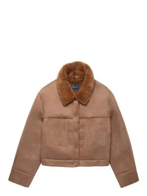Deluc Faux Suede & Faux Shearling Jacket - Almond