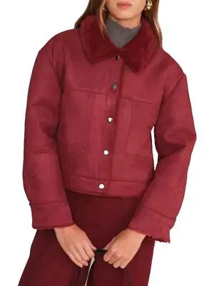 Deluc Faux Suede & Faux Shearling Jacket - Burgundy