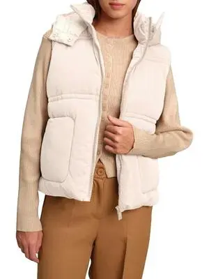 Deluc Quilted Hooded Puffer Vest - Latte