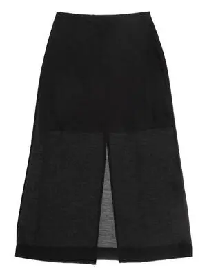 Deluc Sheer Midi A-line Skirt - Black