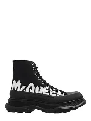 Alexander McQueen Tread Slick High-top Sneakers With Logo - Black/white