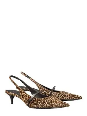 Tory Burch Double T Buckle Slingback Mary Jane Kitten Heel Pump - Leopard Multi