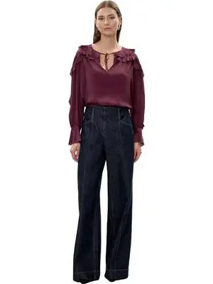 Rebecca Taylor Lillith Ruffle Blouse - Mulberry