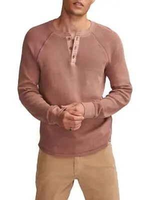 Lucky Brand Birdseye Thermal Henley Top - Brown Stone