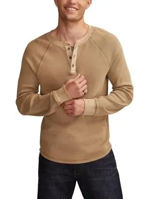 Lucky Brand Birdseye Thermal Henley Top - Gothic Olive
