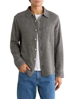 CORRIDOR Pigment Dyed Cotton Waffle Button-up Shirt Grey