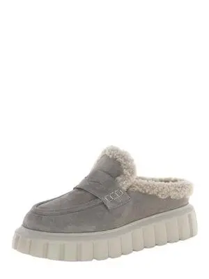 VOILE BLANCHE Grenelle Genuine Shearling Platform Mule - Pebble Grey
