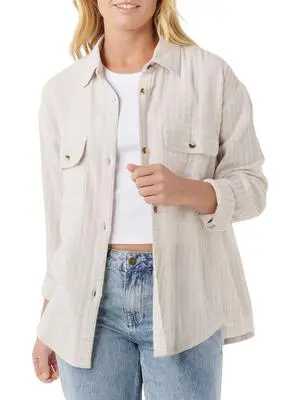 Rip Curl Oceanic Texture Cotton & Linen Shirt Jacket - Moonbeam