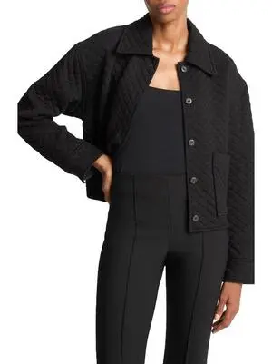 Vince Cotton Blend Quilted Jacket - Black