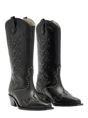 ALLSAINTS Dolly Studded Western Boots - Black