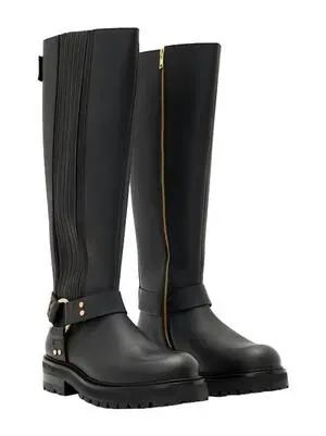 ALLSAINTS Maddie Knee High Moto Boot - Black