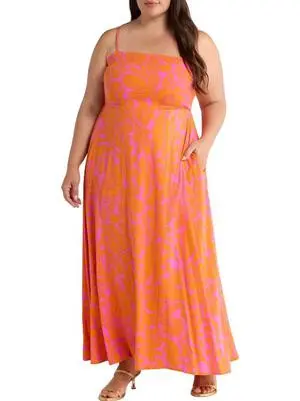 SUGARLIPS Kaci Floral Sundress - Orange/fuchsia