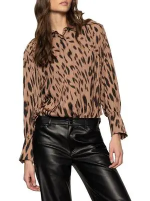 Sanctuary Abstract Animal Print Button-up Shirt - Mocha Leo