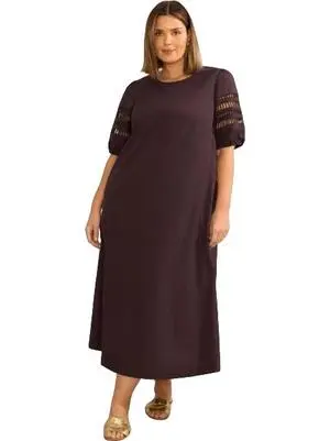 LIVE UNLIMITED Puff Sleeve Midaxi Dress - Chocolate