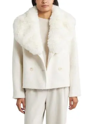 Sam Edelman Peacoat With Removable Faux Fur Collar - Modern Ivory