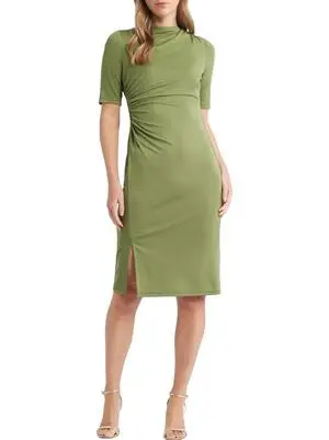 Anne Klein Ruched Body-con Dress - Hunter Olive