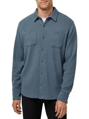 Travis Mathew Waffle Knit Button-up Shirt - Bering Sea