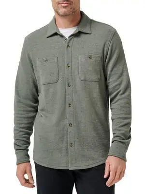 Travis Mathew Waffle Knit Button-up Shirt - Dark Olive