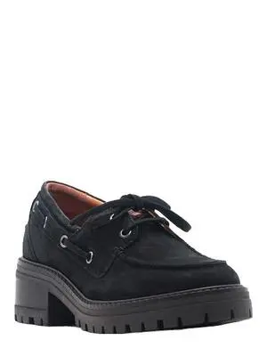 Gentle Souls Lace-up Leather Loafer - Black Nubuck