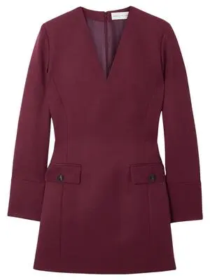 Veronica De Piante Elsie Grain De Poudre Wool Mini Dress - Burgundy