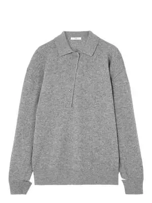 Tibi Oversized Wool And Cashmere-blend Polo Sweater - Gray