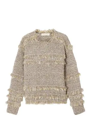 Ulla Johnson Frayed Metallic Tweed Sweater - Gray