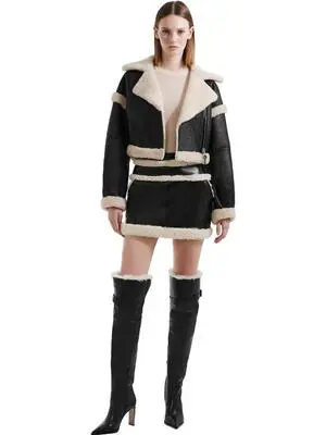 Rudsak Cropped Shearling Jacket - Black