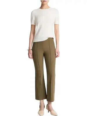 Vince Niki Mid-rise Pintuck Crop Flare Pant - Green