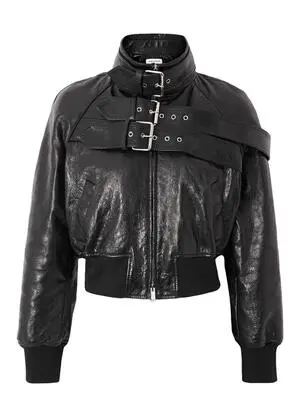 Alexander McQueen Buckled Leather Biker Jacket - Black