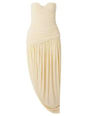 Magda Butrym Ruched Crepe-jersey Midi Dress - Cream