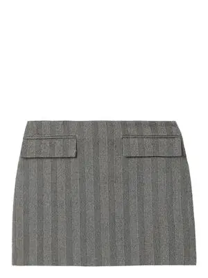 FERRAGAMO Herringbone Wool-blend Mini Skirt - Gray