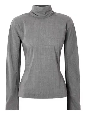 Jacquemus La Blouse Chale Wool-blend Crepe Blouse - Gray
