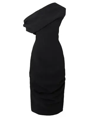 Jacquemus La Robe Pesce One-shoulder Draped Crepe Midi Dress - Black