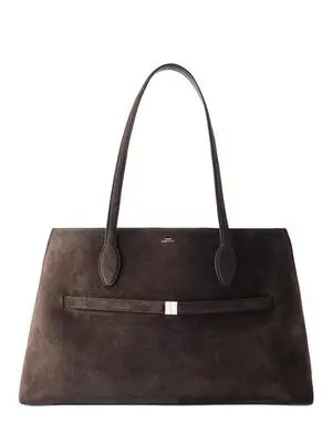 TOTEME Lounge Large Leather-trimmed Suede Tote - Brown