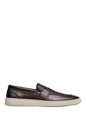 ALLEN EDMONDS RESERVE Roman Pebble Leather Hybrid Penny Loafers - Dark Brown