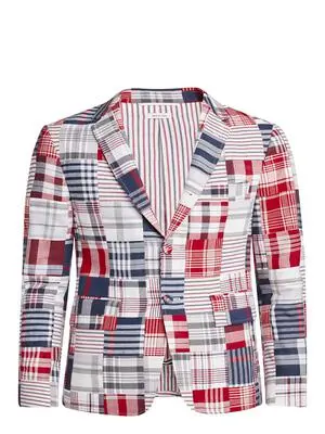 Thom Browne Patchwork Plaid Sport Coat - Red/white/blue