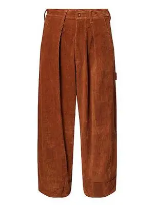STORY MFG. Lush Corduroy Cotton Carpenter Trousers - Brown