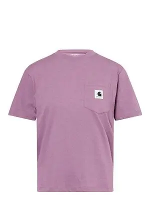 Carhartt Work In Progress Logo-Patch Pocket Cotton T-Shirt Phlox