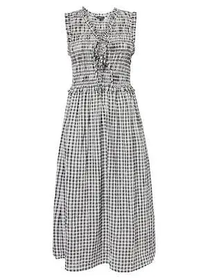 Rails Adine Check-print Woven Midi Dress - Ash Seersucker