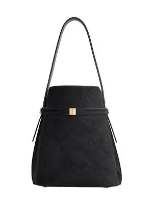 TOTEME Belted Pony Hair Leather Tote Bag - Black