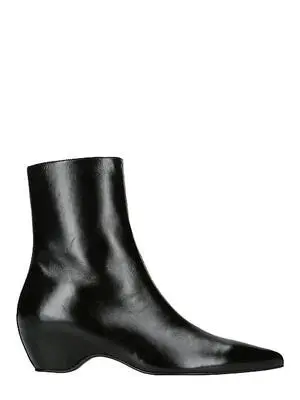 Khaite Sybil 40 Glazed-leather Ankle Boots - Black