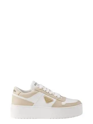 Prada Downtown Leather Sneakers - Cream