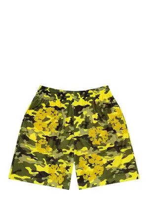 DENIM TEARS Camo Cotton Wreath Mesh Shorts - Yellow
