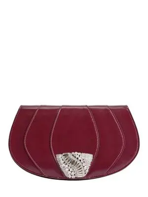 GIUSEPPE ZANOTTI Leather Clutch With Jewel Accessory