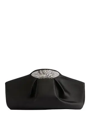 GIUSEPPE ZANOTTI Silk Clutch With Jewel Accessory - Black
