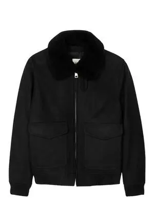 Sandro Shearling-collar Jacket - Black