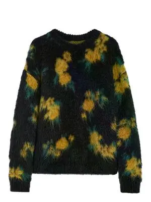 JIL SANDER Brushed-Effect Floral Print Sweater